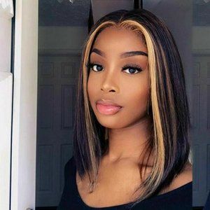 Generic | Hair | Women Dark Brown Wgold Highlight Shoulder Length Wig ...